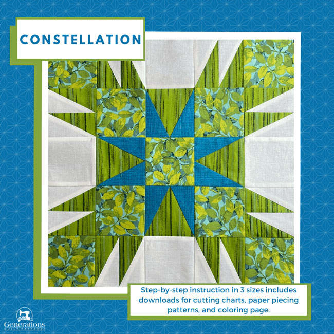 Free Constellation Quilt Block Pattern: Foolproof piecing in 3 sizes