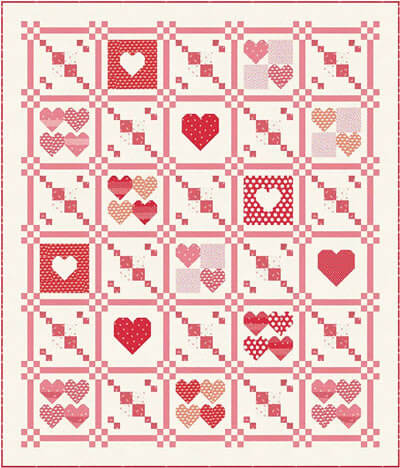 Head over Heels for Valentine Quilt Fabric By the Yard, Precuts & Kits
