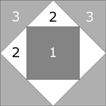 Union Square Quilt Block Pattern: 4-1/2", 6" and 9" sizes