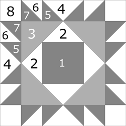 Union Square Quilt Block Pattern: 4-1/2", 6" and 9" sizes