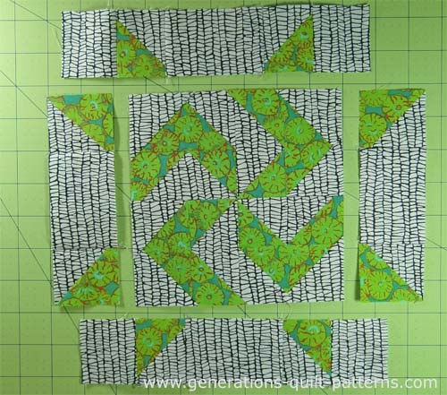 Whirling Pinwheel Quilt Block: Instructions in 2 Sizes